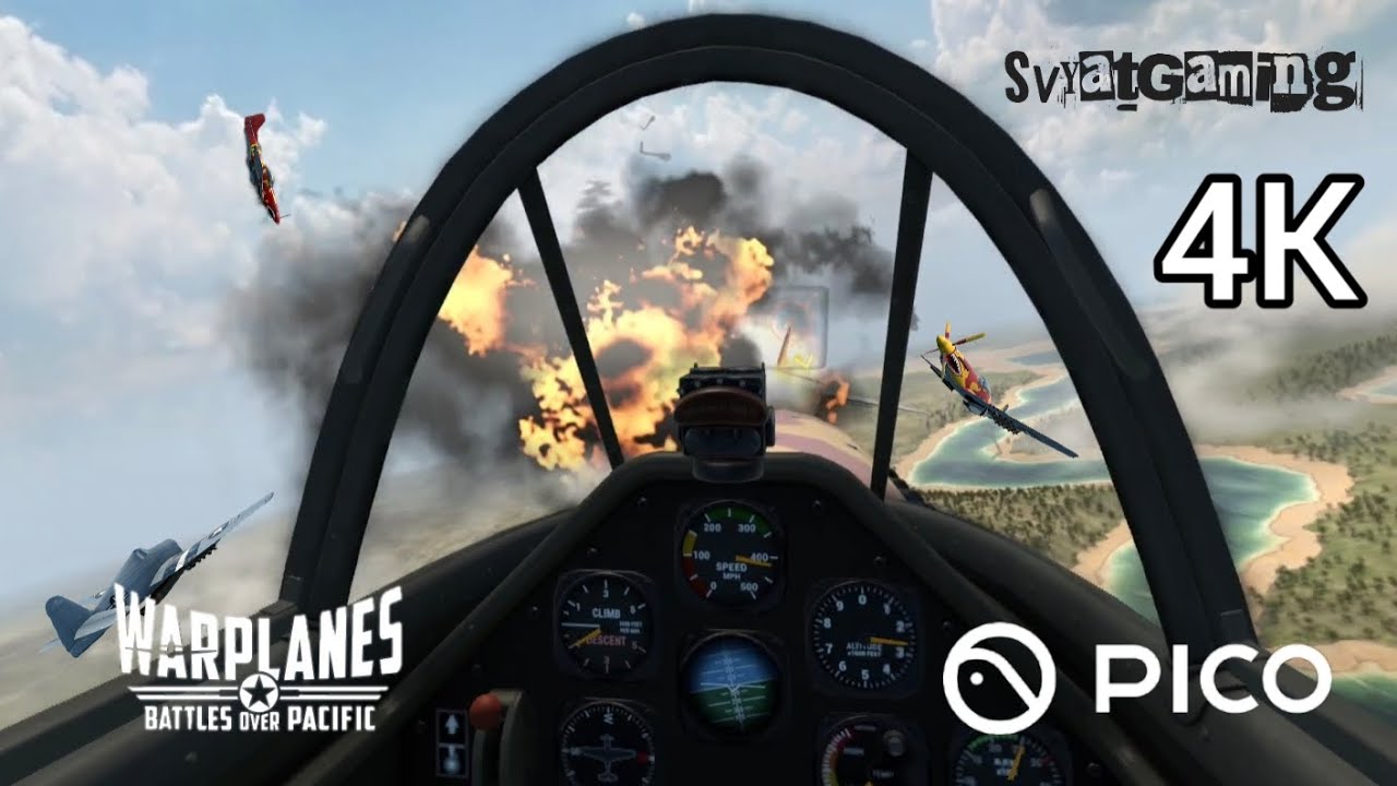 Warplanes battles over Pacific VR | Protect fuel convoy | 4K video VR ...