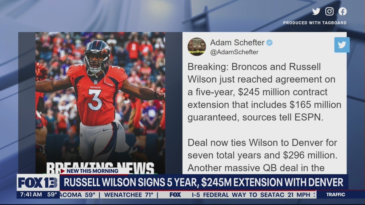 Russell Wilson signs 5-year, $245M extension with Denver | FOX 13 ...