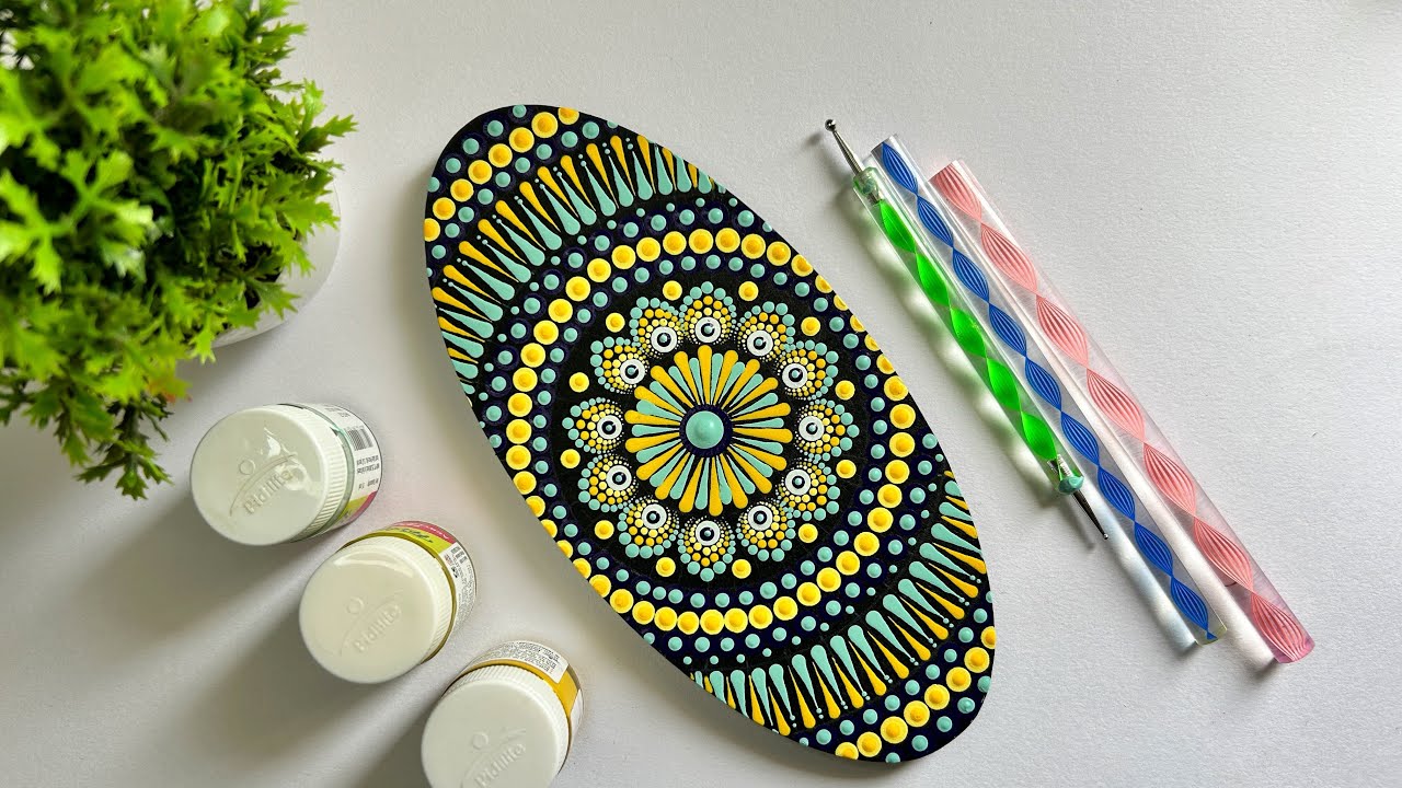 Oval Shaped Dot Mandala Art | Dot Mandala Painting | Dotting Art - YouTube