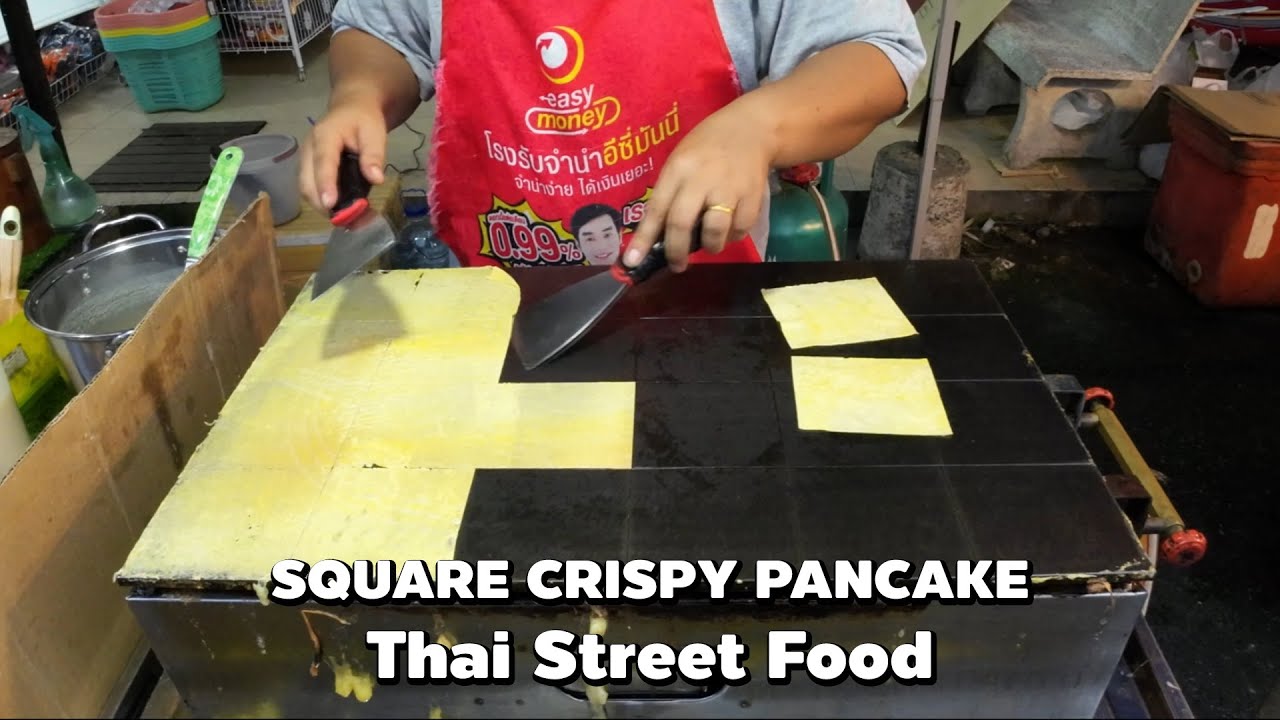 SQUARE CRISPY PANCAKE | Street Food Snack Dessert - YouTube