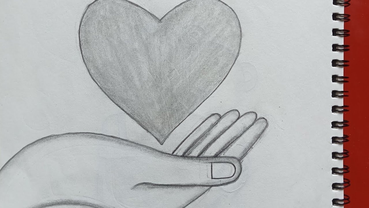 HOW TO DRAW A HAND WITH HEART| PENCIL SKETCH OF HAND WITH HEART| EASY ...