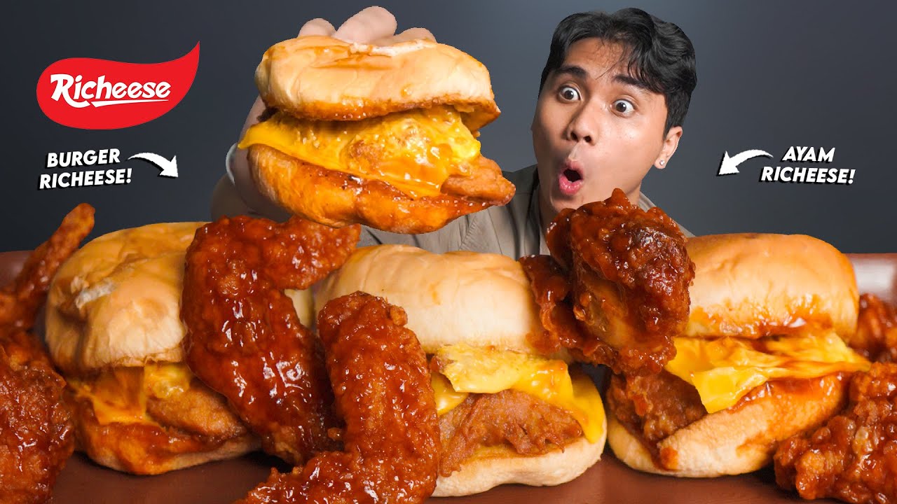 MULUT DOWER!! MUKBANG BURGER RICHEESE + AYAM LVL 5!! KACAU!!🥵 - YouTube