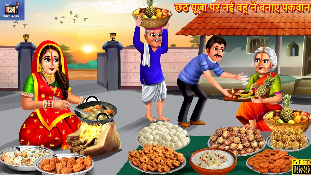 छठ पूजा पर नई बहू ने बनाए पकवान | Nayi Bahu Ne Banaye Pakwan | Hindi ...