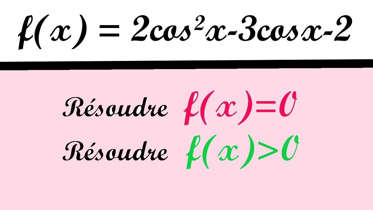 Etudier la fonction cos - Trouver les solutions de f(x) - Signe de f(x ...