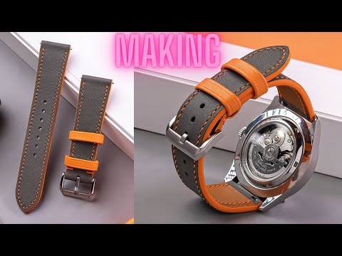 Hand making a swift leather strap DIY ASMR