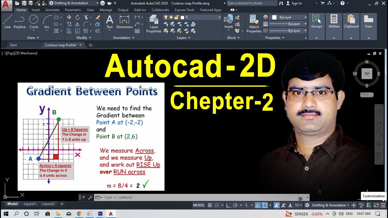 explain line command and Coordinet gradient system I AutoCAD Basic ...