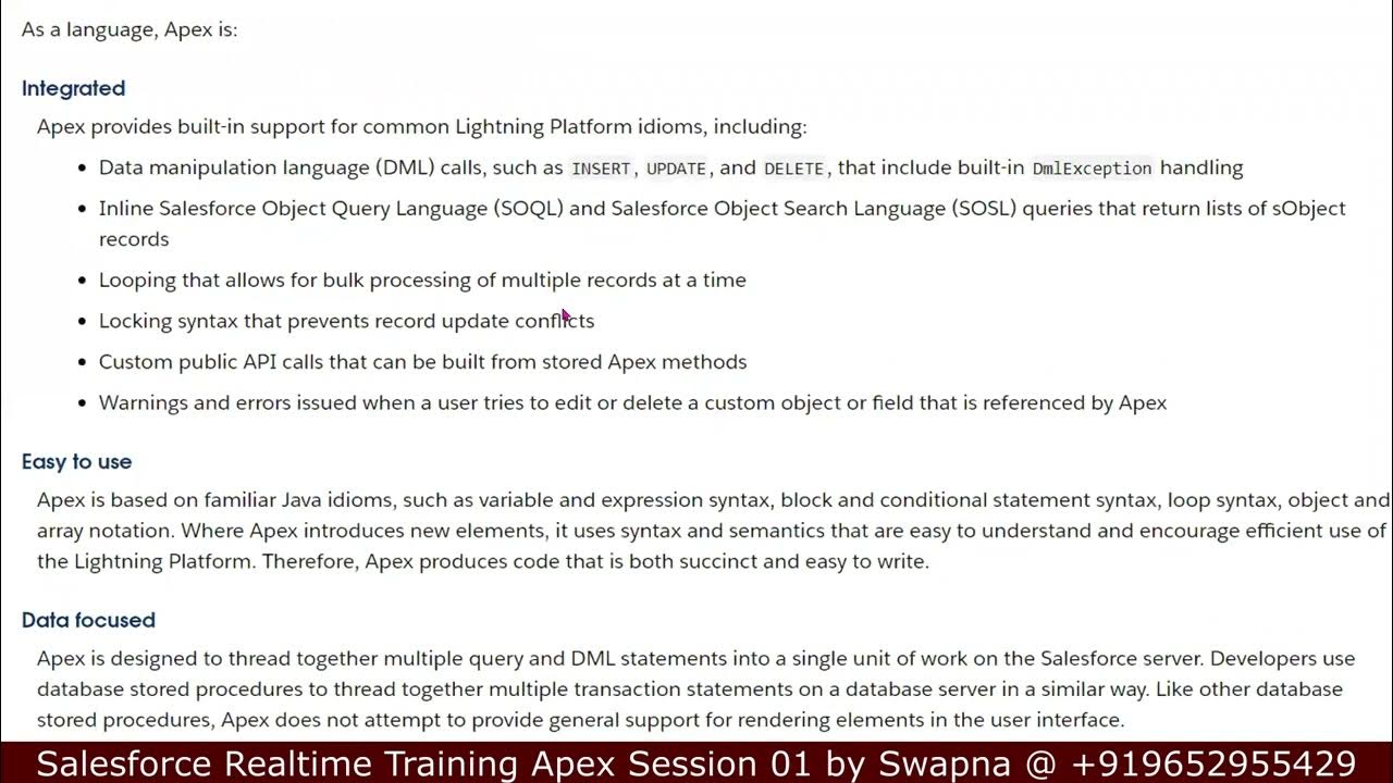 Salesforce Development Realtime Training | Apex Basics | Why Apex? | Apex Data types | - YouTube