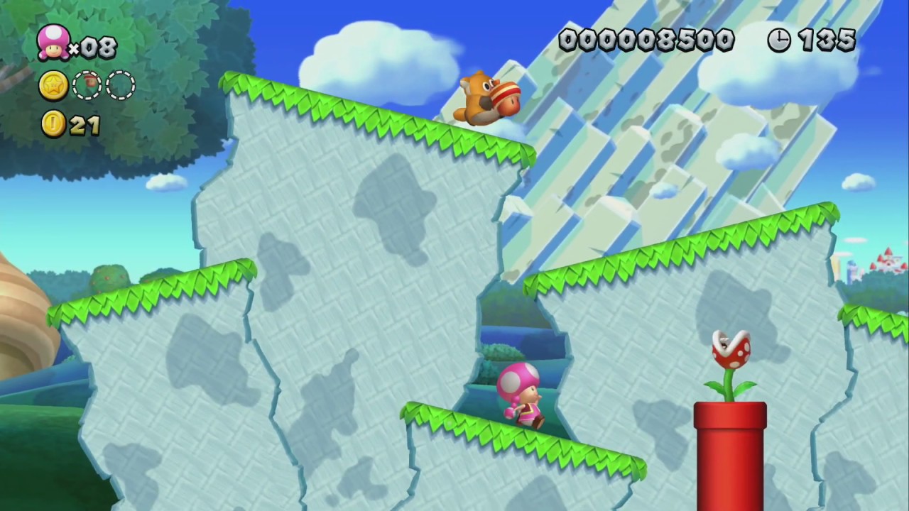 Acorn Plains-1 Waddlewing Warning! ~ Toadette ~ New Super Luigi U ~ New ...