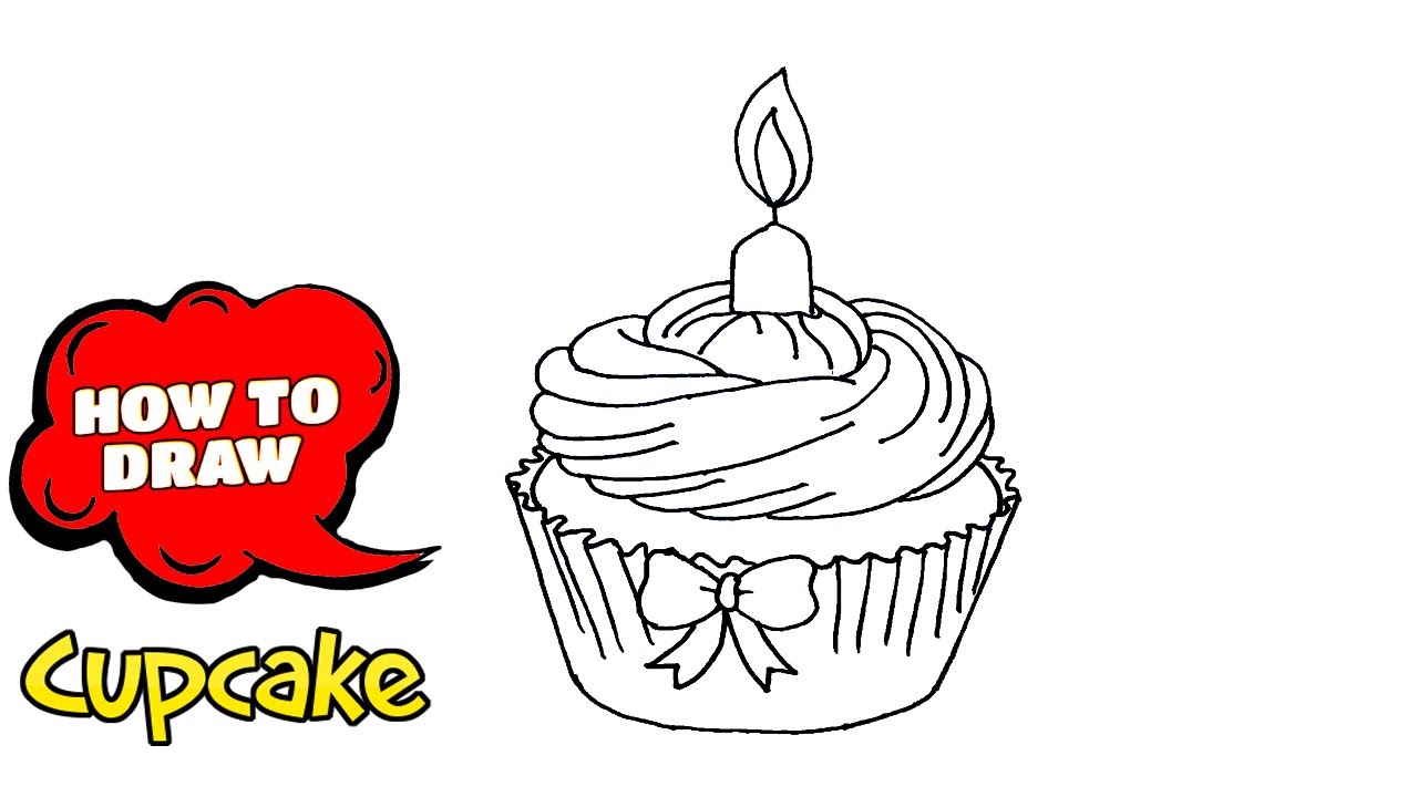 How to draw a Cupcake easy drawing with pen | Cute Birthday Cupcake ...