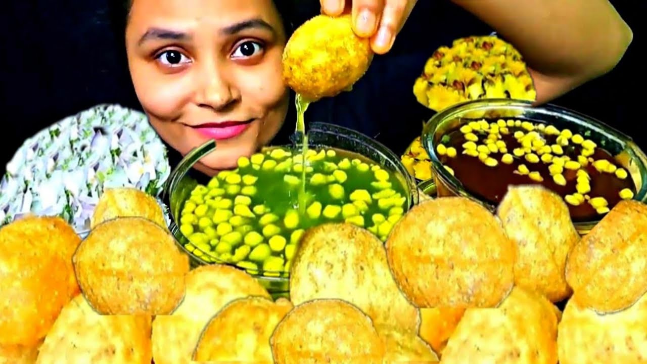 Mukhbang Indian Street Food -Gol Gappa & Pani Puri With Sweet And Spicy Water Mukbang -Eating ...