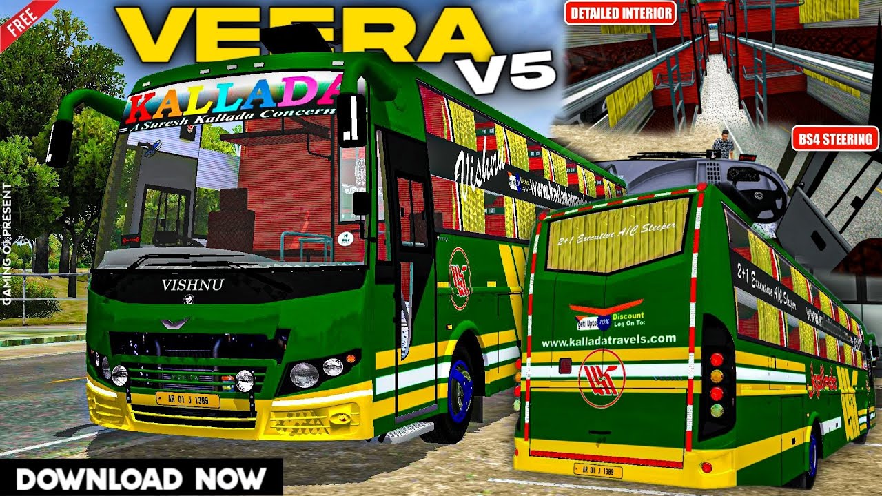 Bussid New Veera V5 AC Sleeper Bharatbenz Bus Mod For Bus Simulator ...