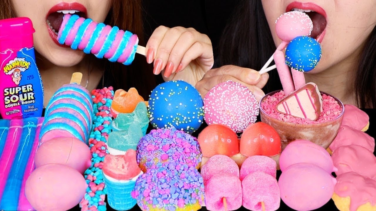 Kimandliz Asmr Cotton Candy Cake Pops Sour Jelly Noodles Mukbang Asmr Youtube