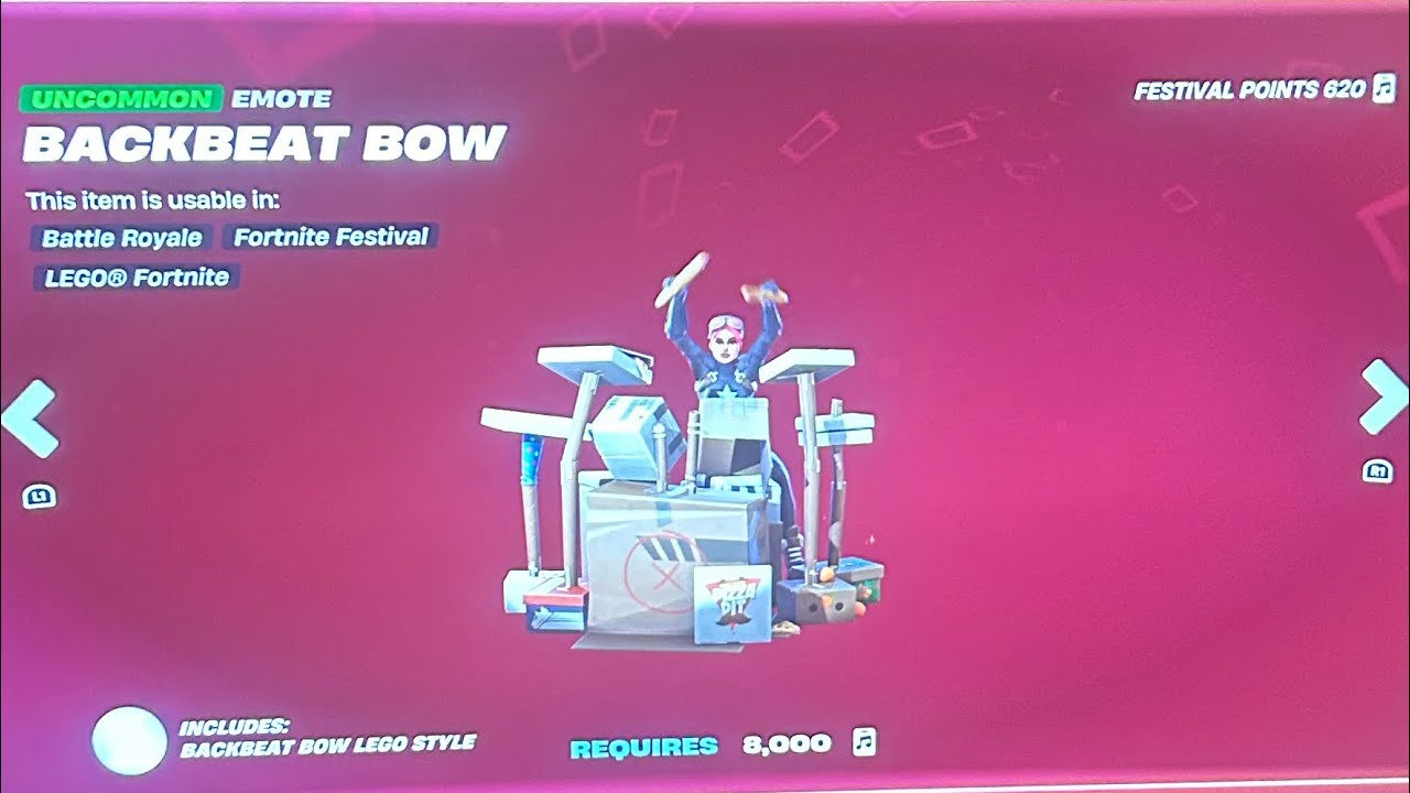 Fortnite Festival gameplay van de Backbeat Bow Emote (Festival Pass ...