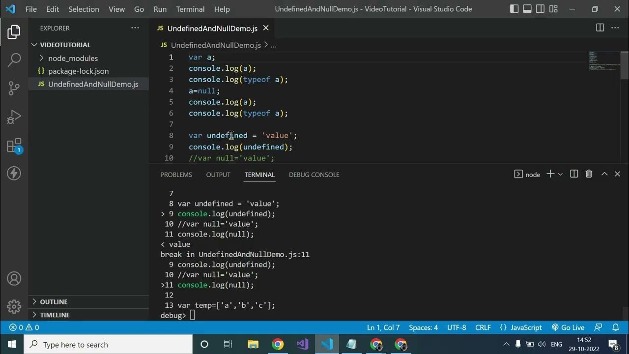 Undefined and Null in javascript - YouTube