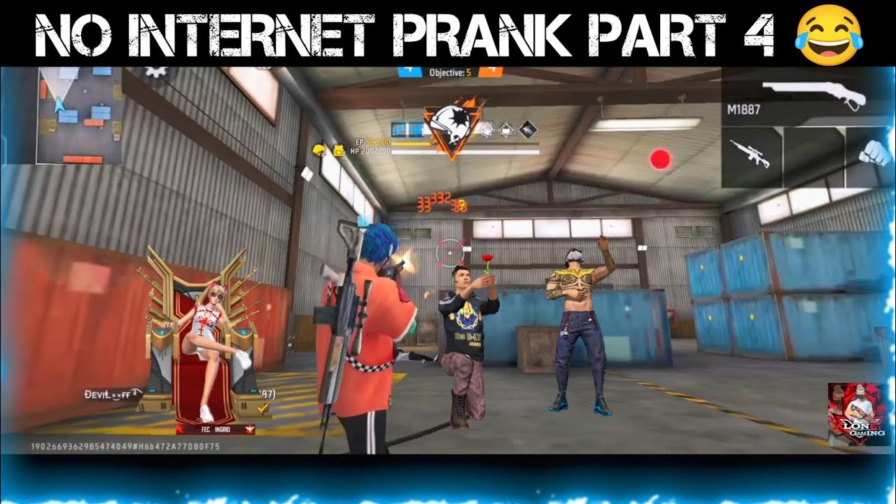 FREE FIRE LONE WOLF NO INTERNET 🛜 PRANK 😂 PART 4 ||FREE FIRE COMEDY 🤣 ...