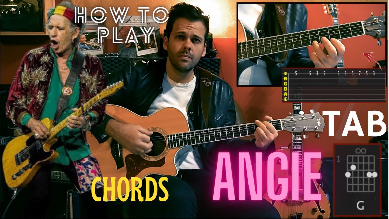 Angie - Guitar Cover Tab Lesson How To Play Solo Rolling Stones W ...