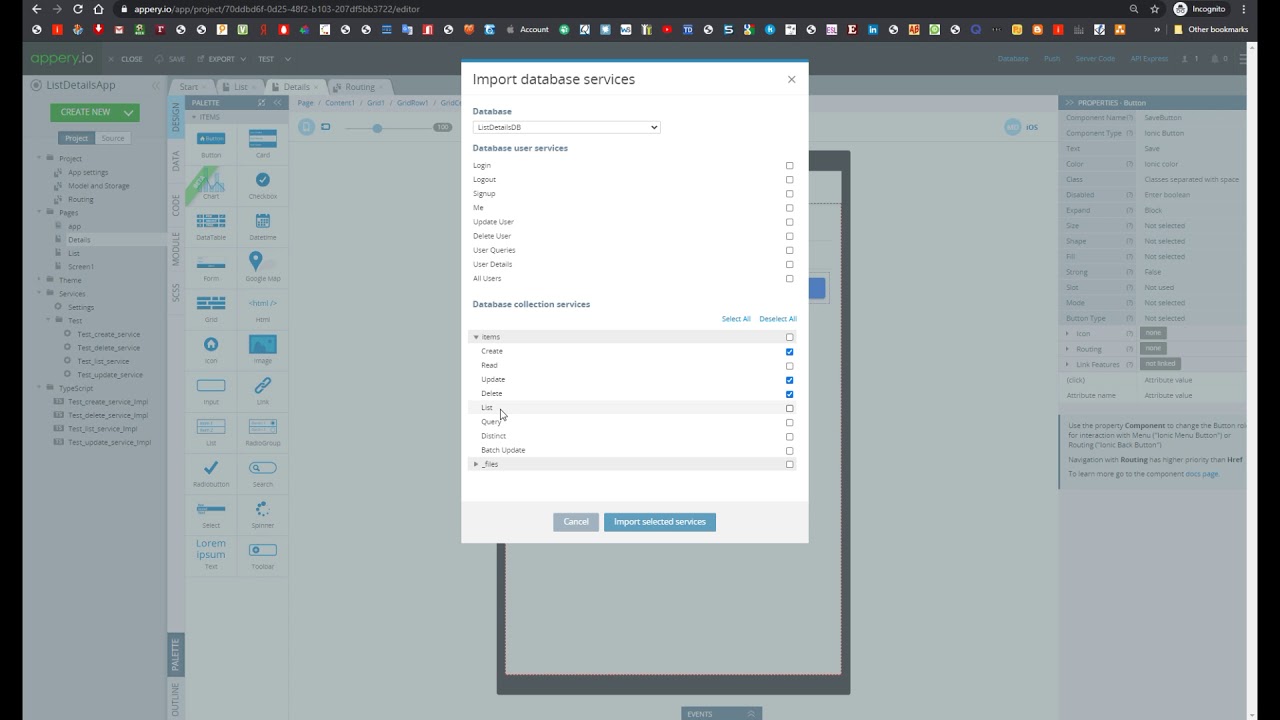 #30. Appery.io Ionic 4 Items List Details application with database ...