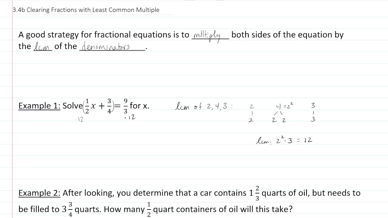 Weld 3.4b Clearing Fractions with LCM - YouTube