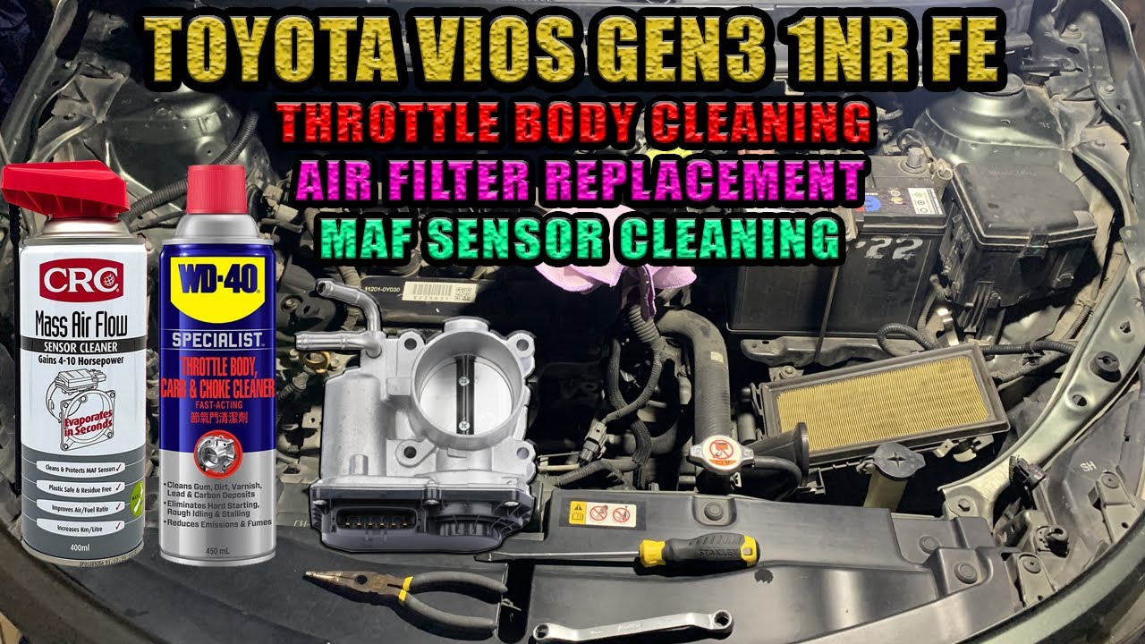 Paano mag linis ng Toyota Vios Gen3 1NR-FE Throttle Body | Air Filter ...