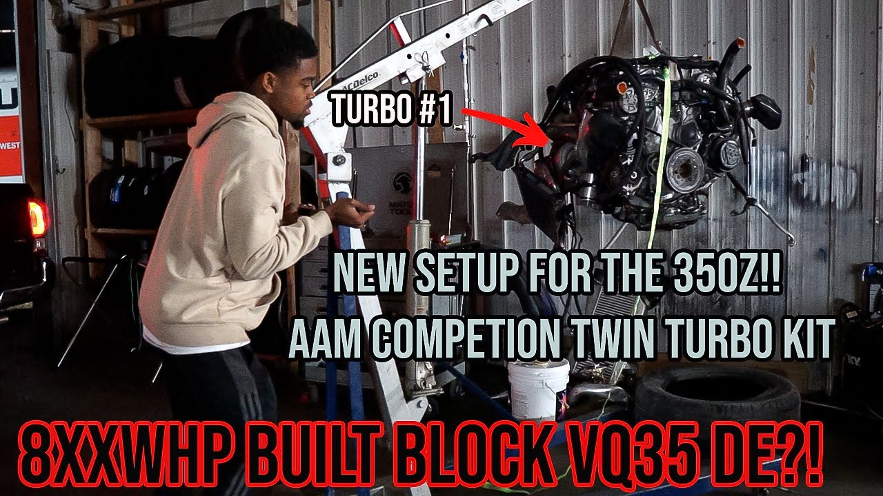 Picking Up A 800WHP Built Block VQ35DE And Twin Turbo Kit For The 350z ...
