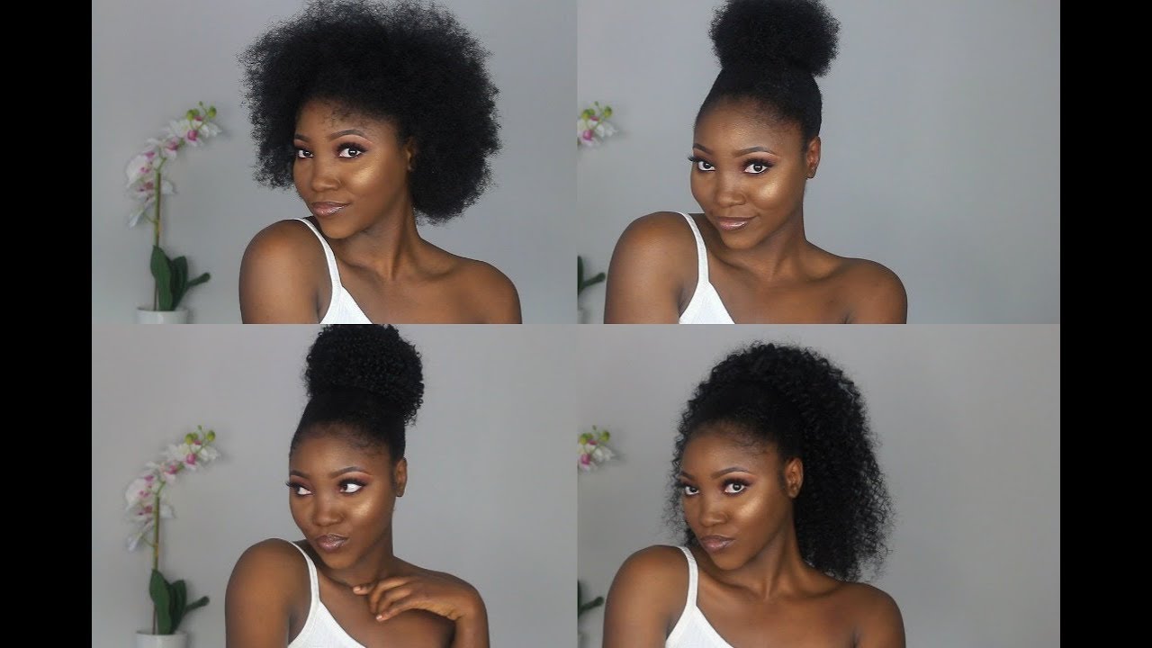 How To - Slick Ponytail on 4c Hair // Drawstring Easy Pony Install ...