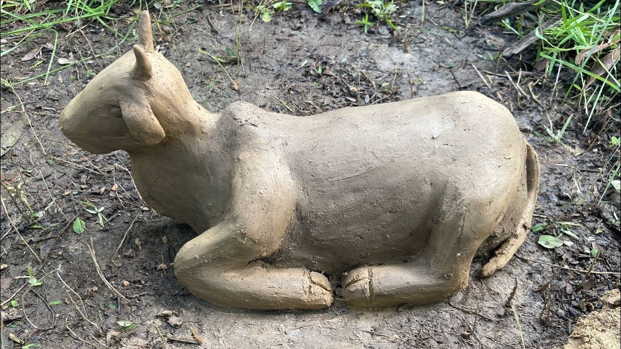 Handmade Clay Cow Sculpture | Creative Clay Art . How To Make A Cow By ...