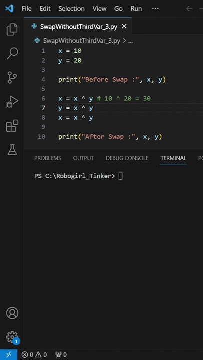 Swap Two Variables Using Python Interview Python Codingtutorial Youtube 