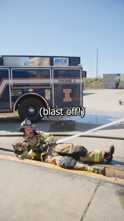 That’s one fast moving firefighter! #water #hose #firefighter - YouTube