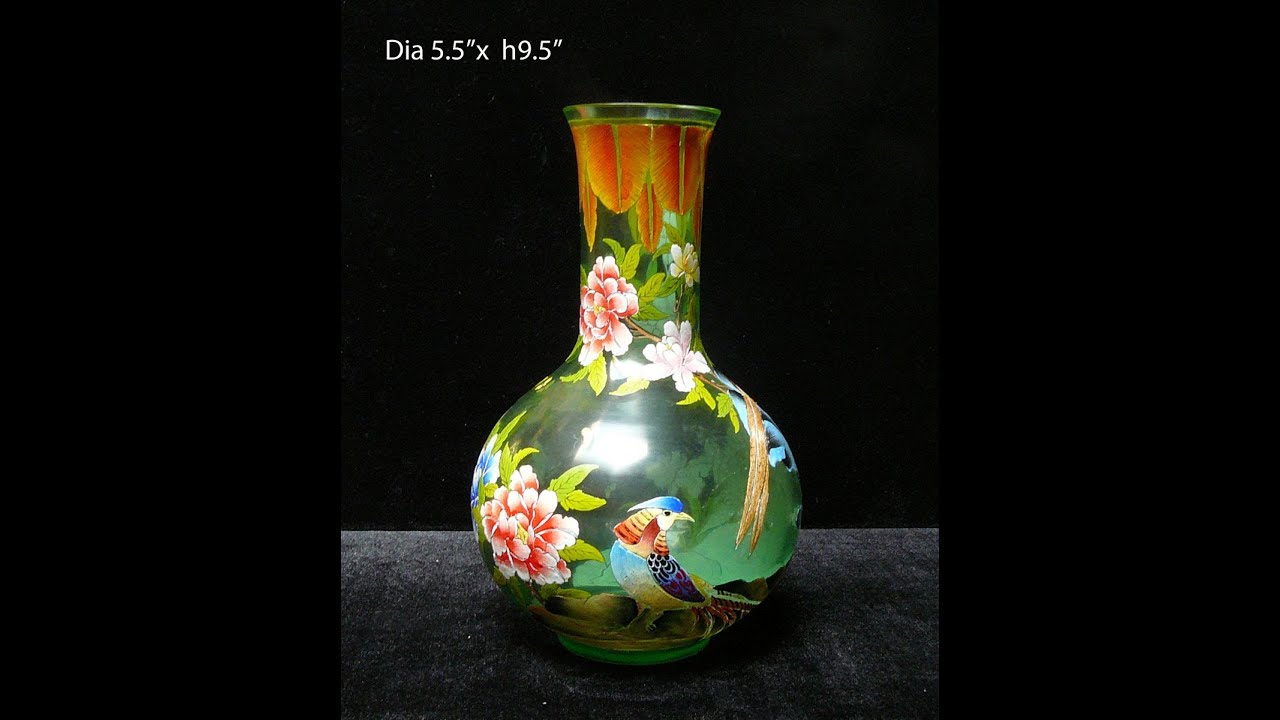 Chinese Light Green Color Grpahic Peking Glass Vase vs713 - YouTube