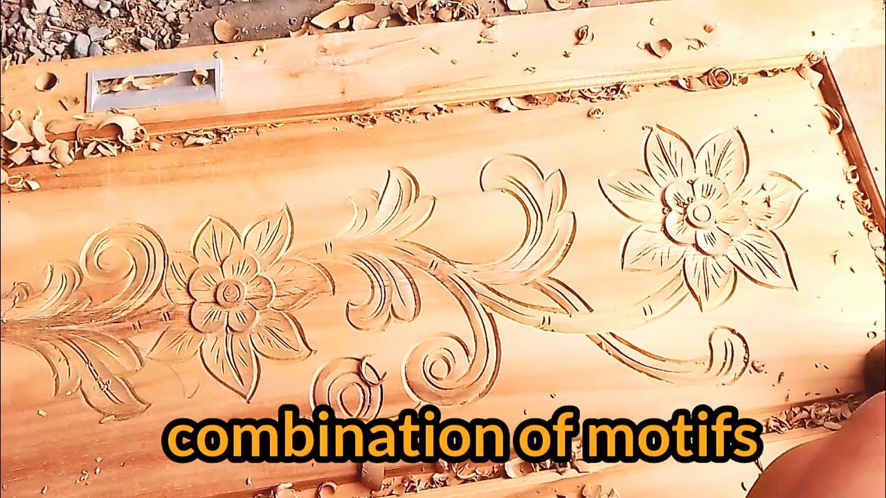 wood carving process with combination motifs#wood art#carving#tutorial ...