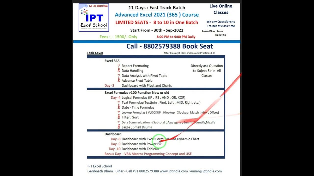 Advanced Excel Training in Hindi Call +91 8802579388 - YouTube