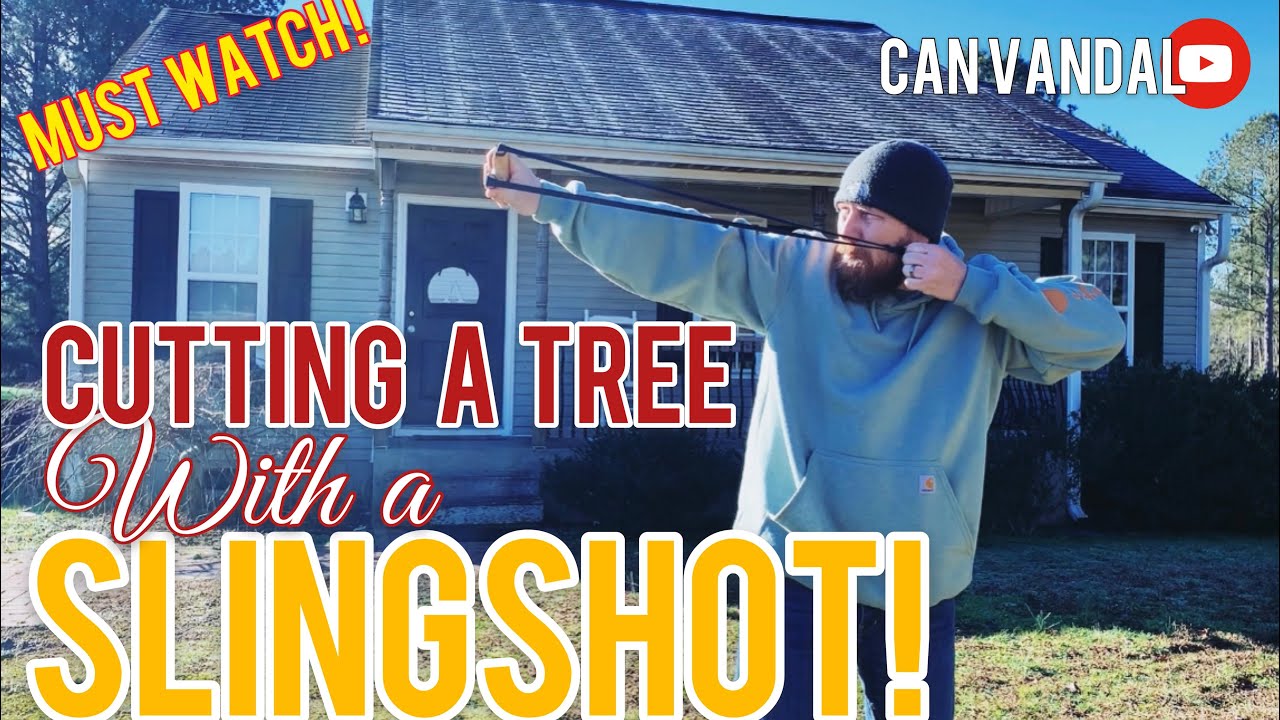 MUST WATCH! Cutting a tree with a SLINGSHOT! - YouTube