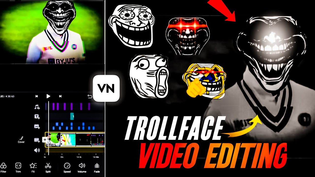 trending troll face video editing in vn app - YouTube