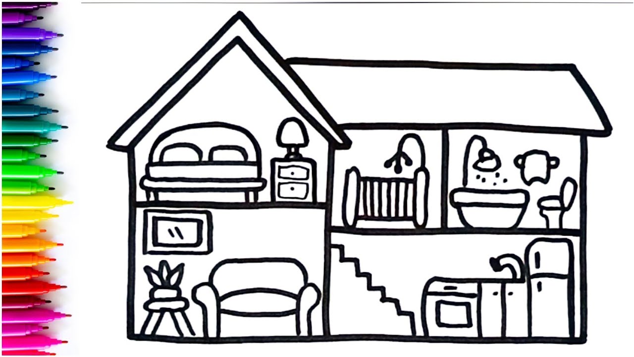 Doll house Drawing, Painting, Coloring for Kids & Toddlers | Ayo ...