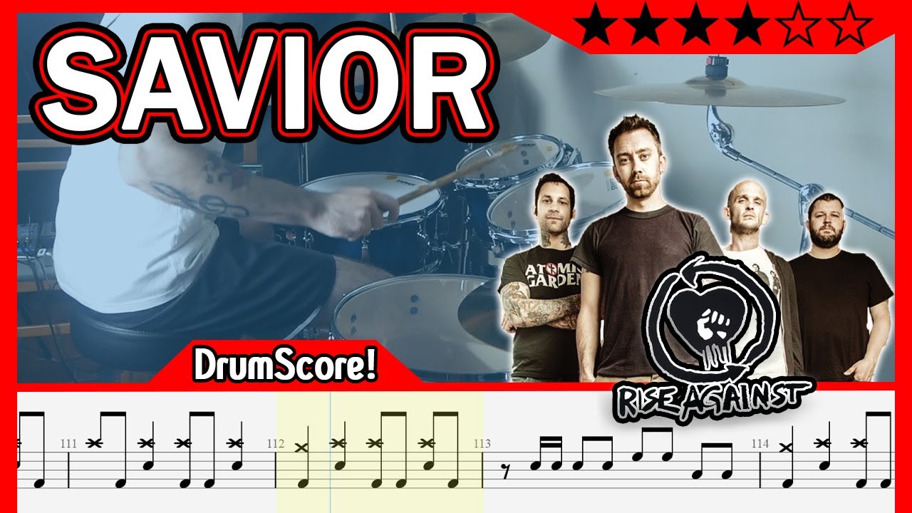 Savior - Rise Against | Play-Along Drum Cover with Sheet Music - YouTube