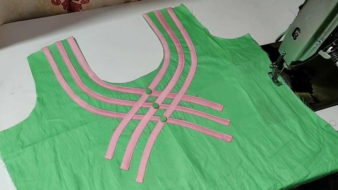Very Creative Button Neck Design for Suit/Kurti/ Kameez Cutting and ...