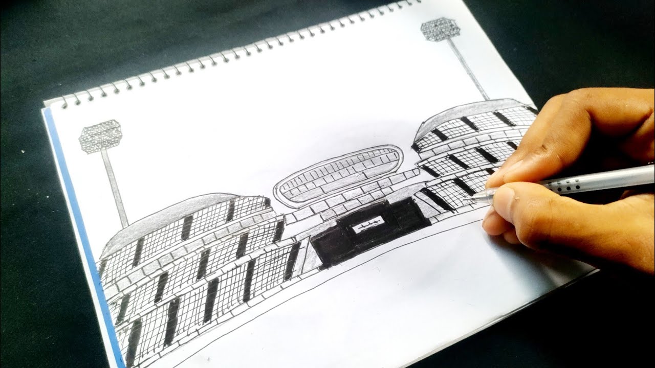 How to draw Lord's Cricket Ground Stadium - Very Easy - SHN Best Art ...