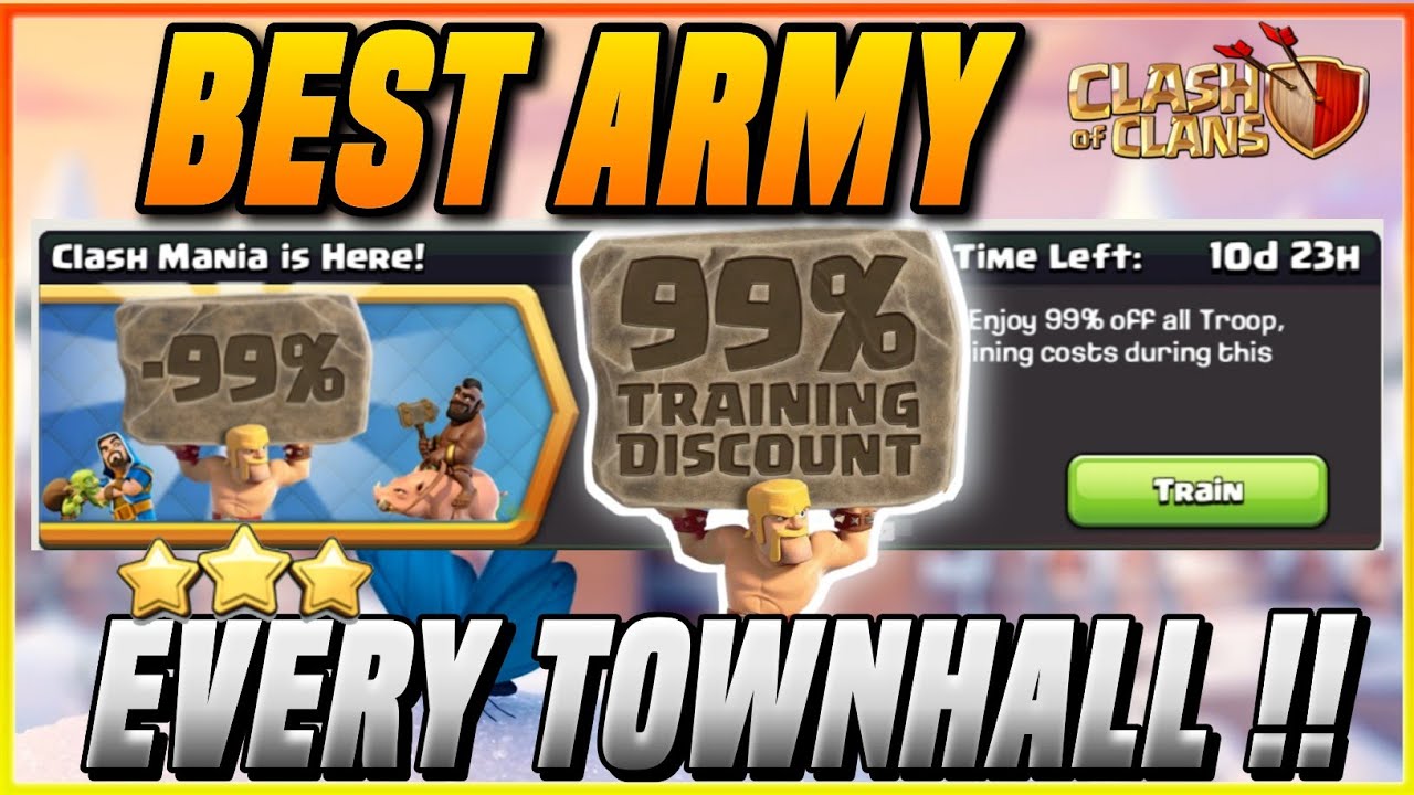Best Army For Clash Mania Event For Every Townhall Level In Coc | Coc ...