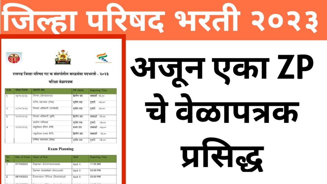 जिल्हा परिषद भरती 2023 | zp exam hall ticket 2023 | वेळापत्रक माहिती ...