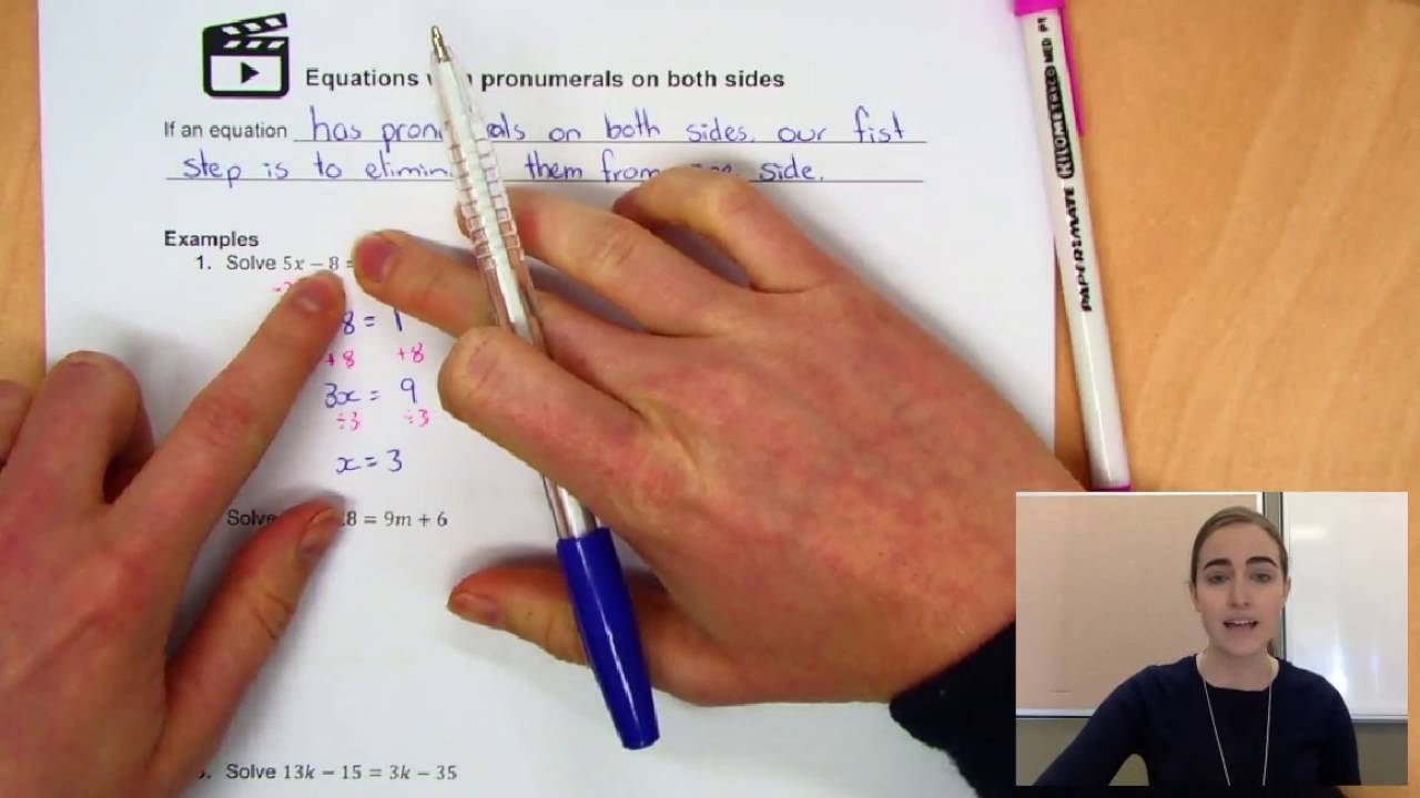 Equations with pronumerals on both sides - YouTube