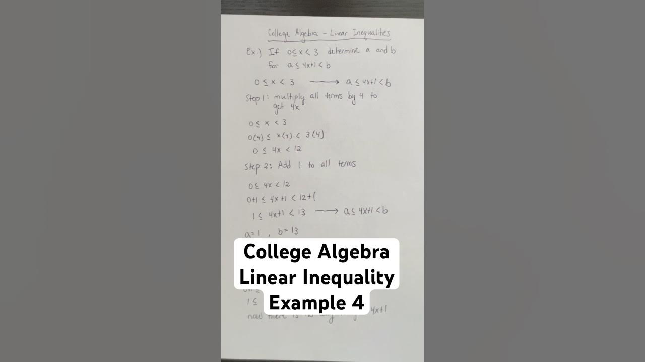 College Algebra - Linear Inequalities Example 4 #collegealgebra # ...