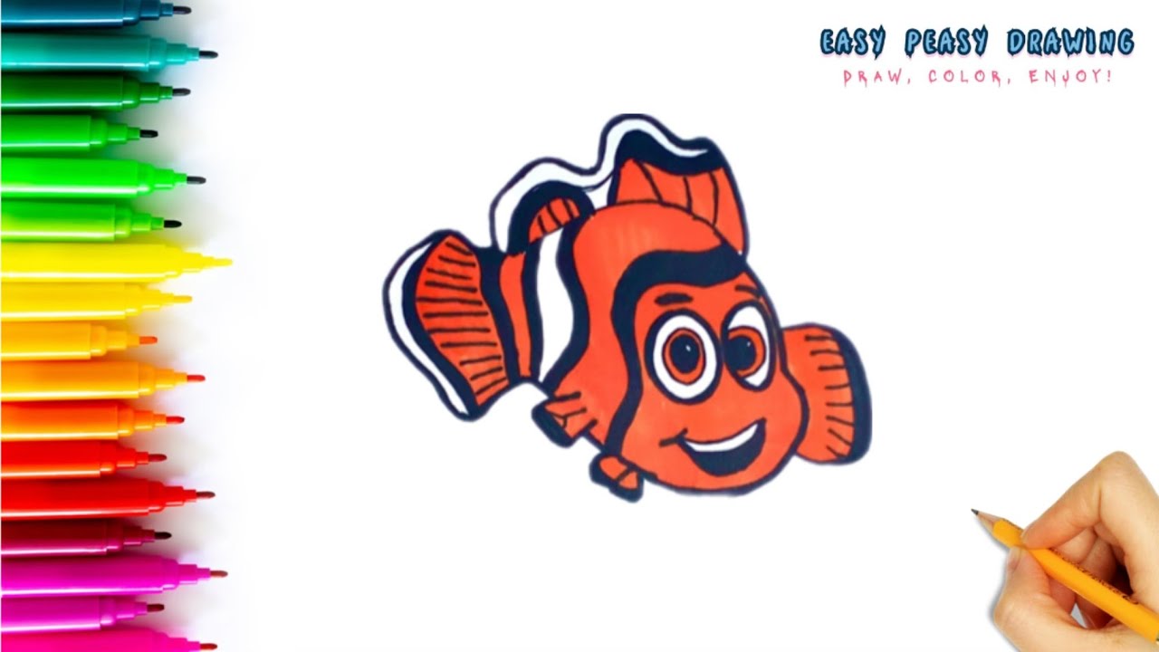 Nemo Fish Drawing for Kids | Step by Step Drawing for Kids and ...