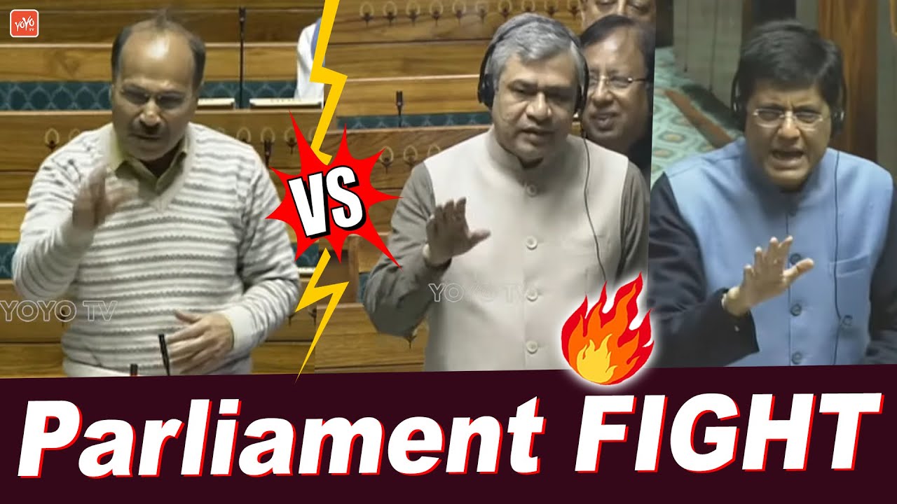 LOKSABHA FIGHT🔥🔥: MP Adhir Ranjan Chowdhury Vs Ashwini Vaishnaw, Piyush ...