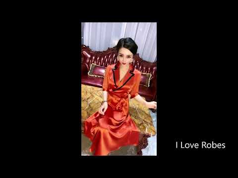 Orange Satin Robe Tied Dress