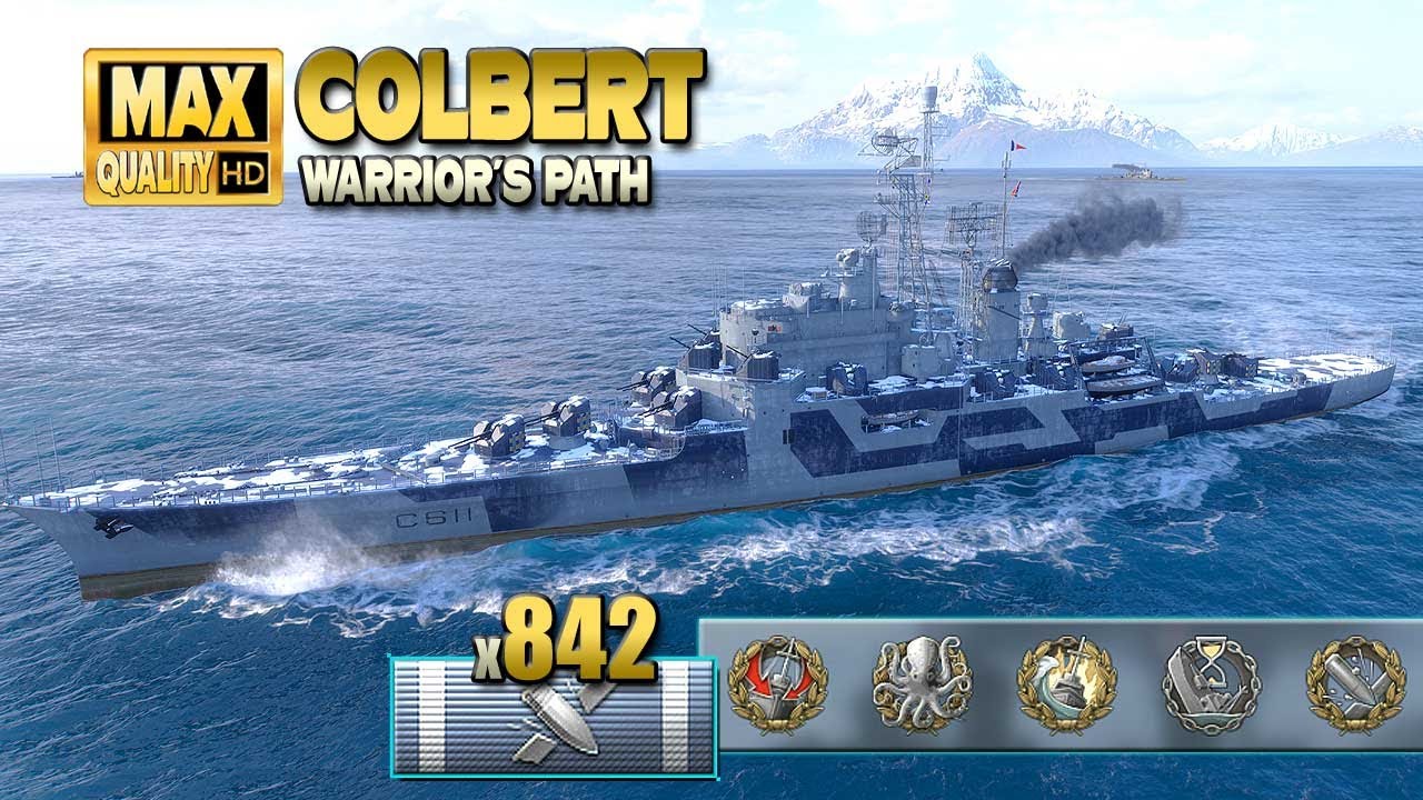 Excellent Colbert play on map Warrior´s Path - World of Warships - YouTube