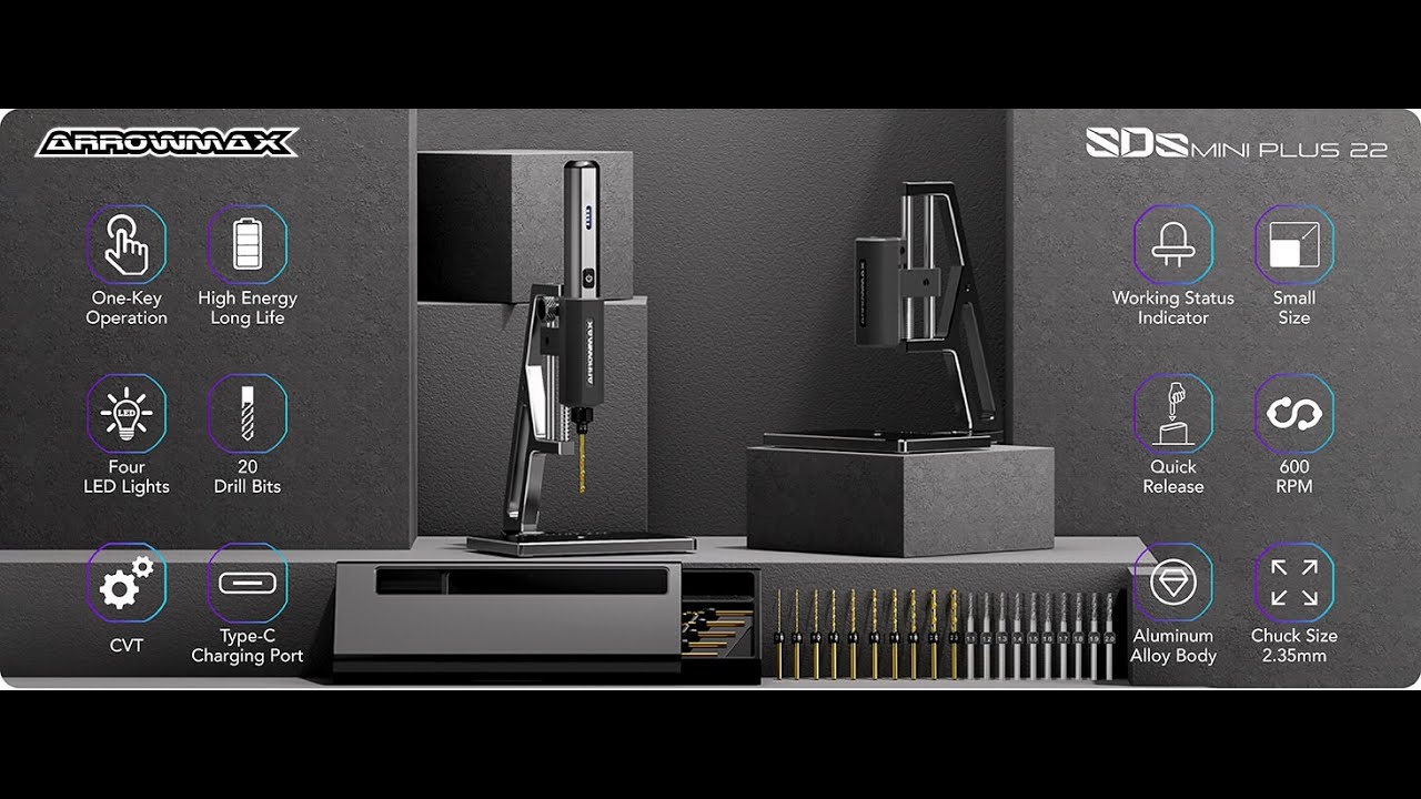 ARROWMAX Mini Electric Drill with Benchtop Press - YouTube