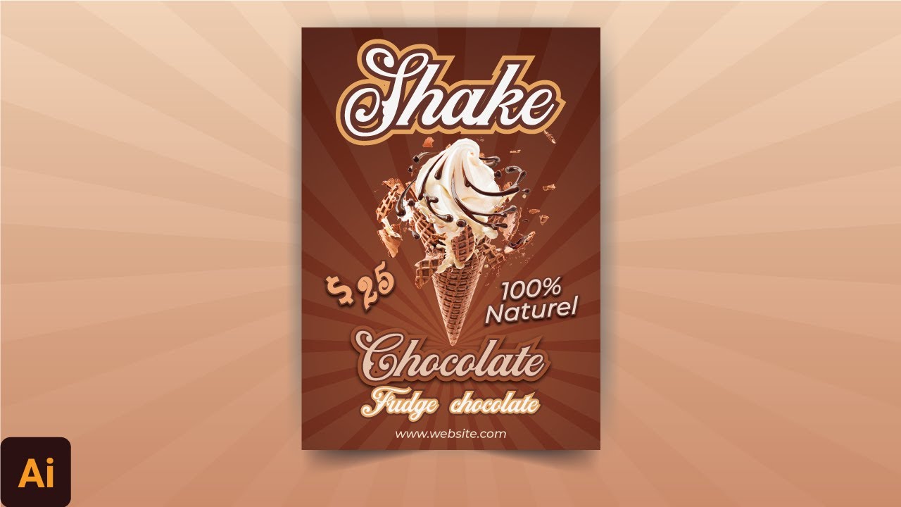 How to Create Chocolate Ice Cream Flyer Design in Illustrator | Poster ...