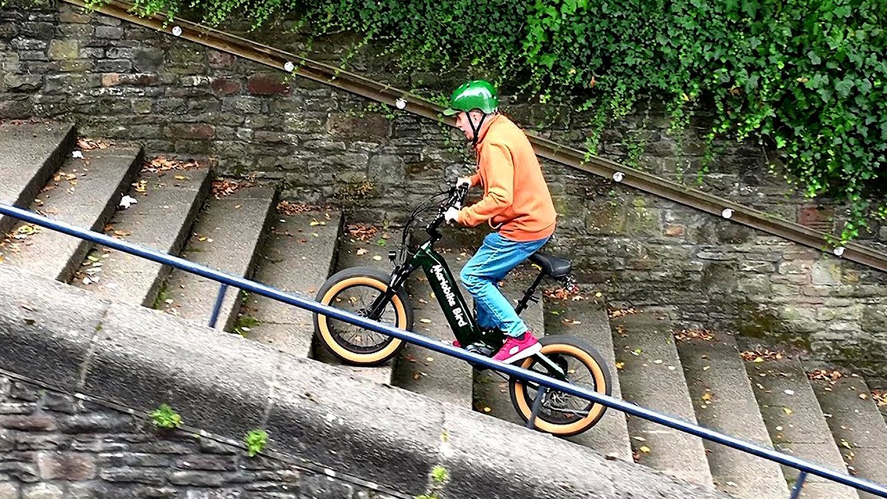 Bike climbing 34 steps staircase Fat Tyre eBike Mariobike Bird in ...