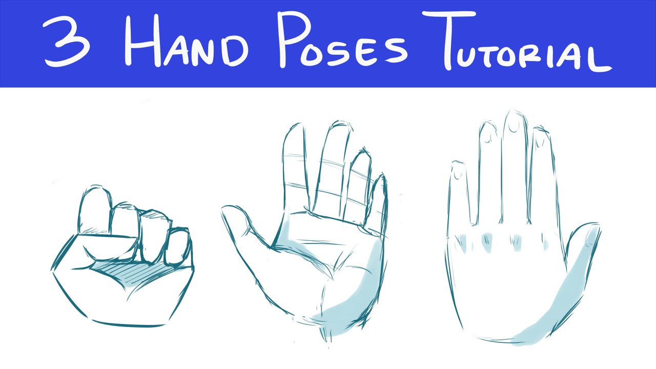 How to Draw Hands: 3 Poses - YouTube