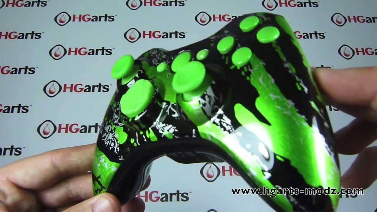 Candy Green Splatter | XBOX360 Modded Controller | HG Arts Modz - YouTube